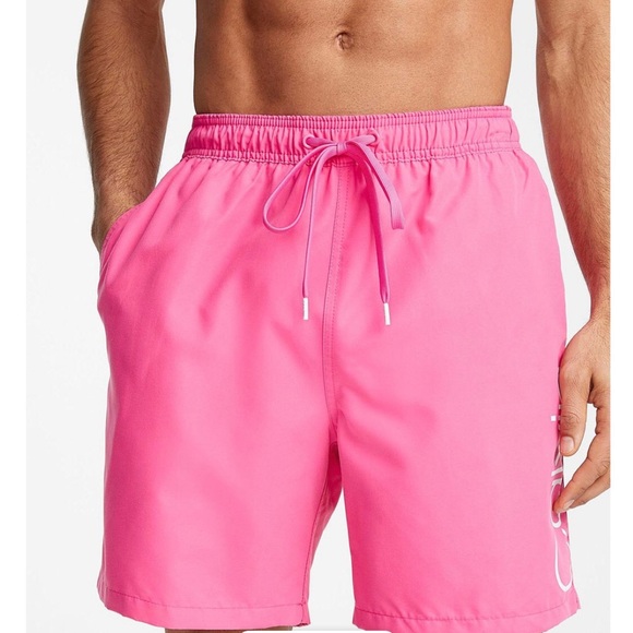 Calvin Klein | Swim | Calvin Klein Mens Pink Solid Logo Swim Trunk ...
